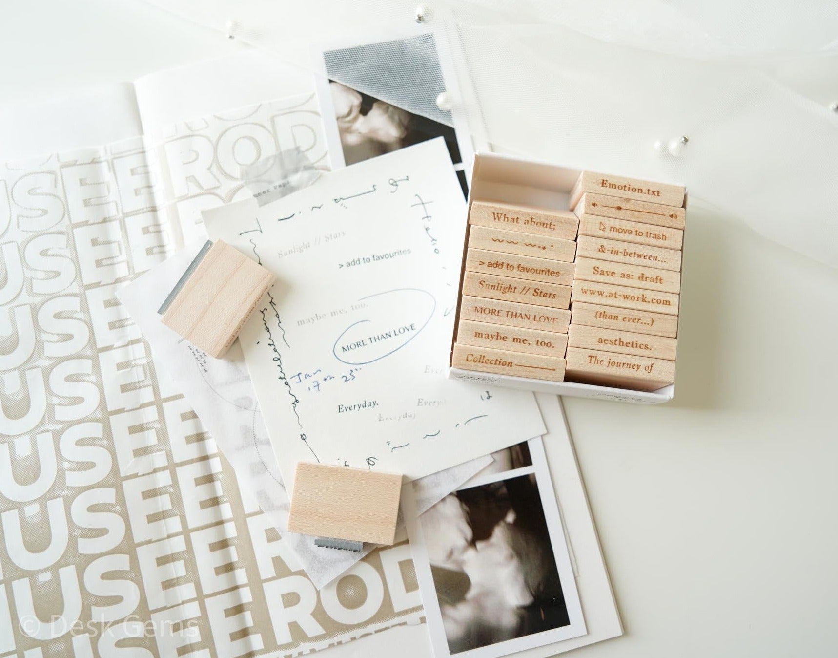 New Phavourite PC 9pt.(3) Tiny Text Rubber Stamp Set – Desk Gems